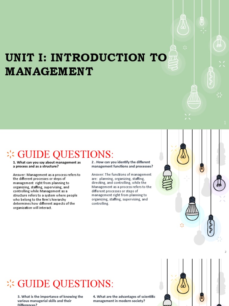 Unit I: Introduction To Management | PDF