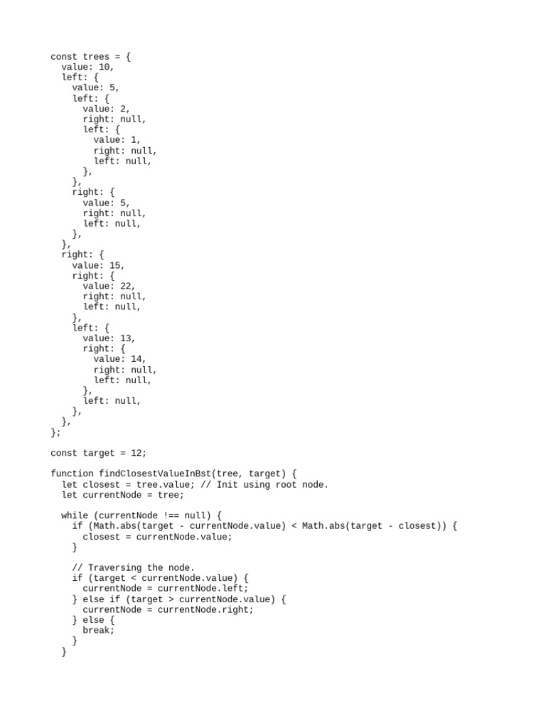 Find Closest Value in BST | PDF