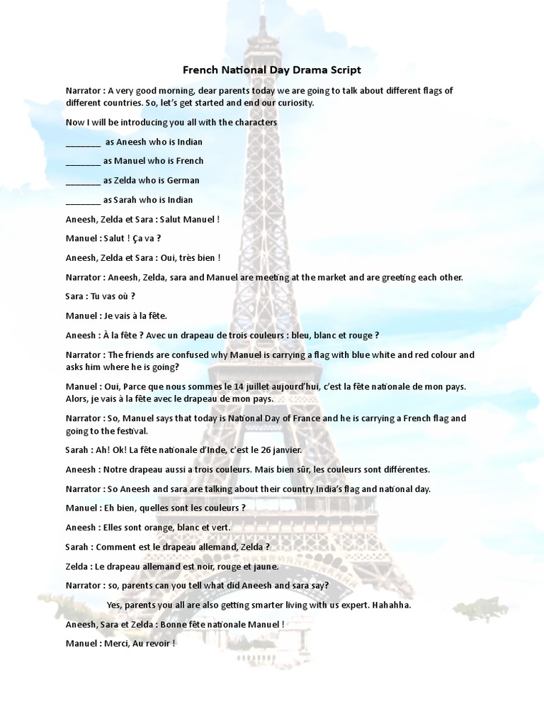 French Na Onal Day Drama Script | PDF