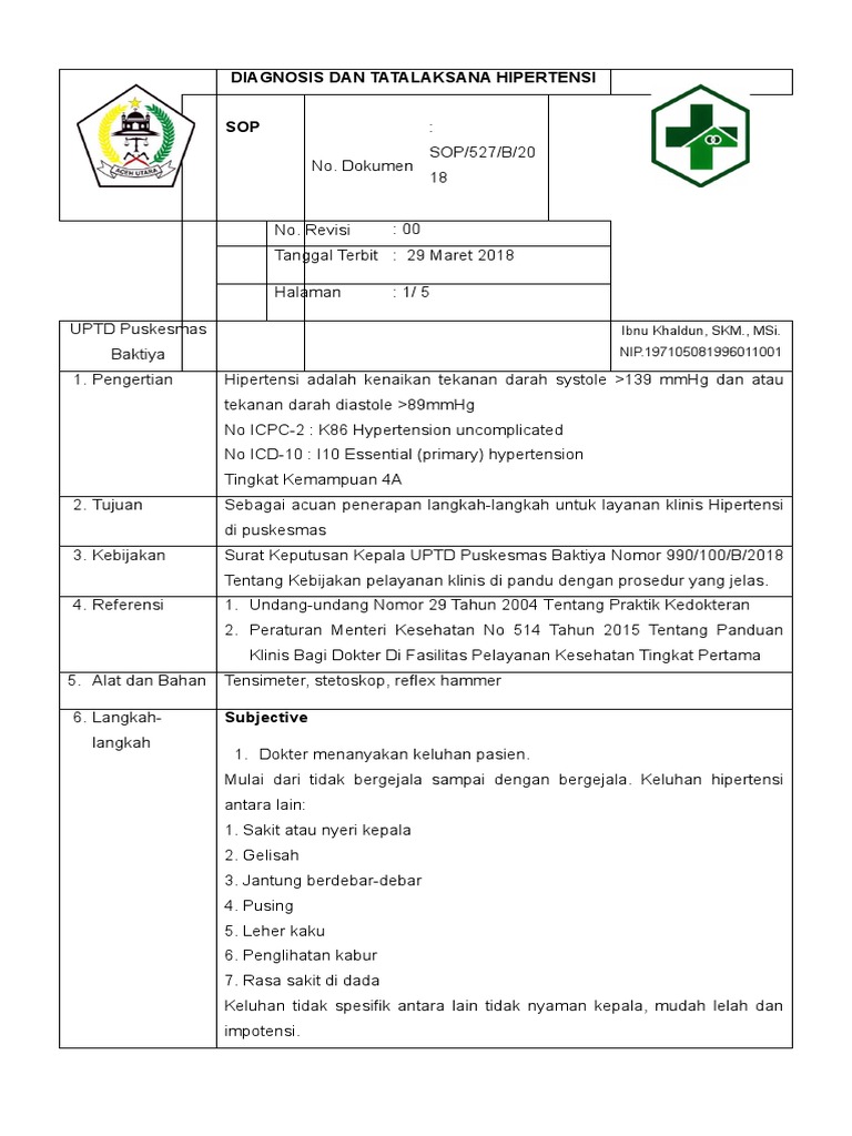 Sop Diagnosis Dan Tatalaksana Hipertensi | PDF | Pengembangan Diri | Kesehatan Holistik