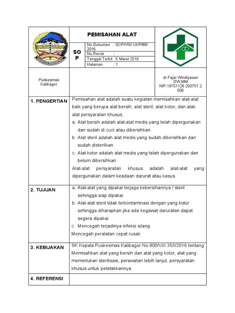 SOP Tentang Pemisahan Alat | PDF | Pengembangan Diri | Sains & Matematika