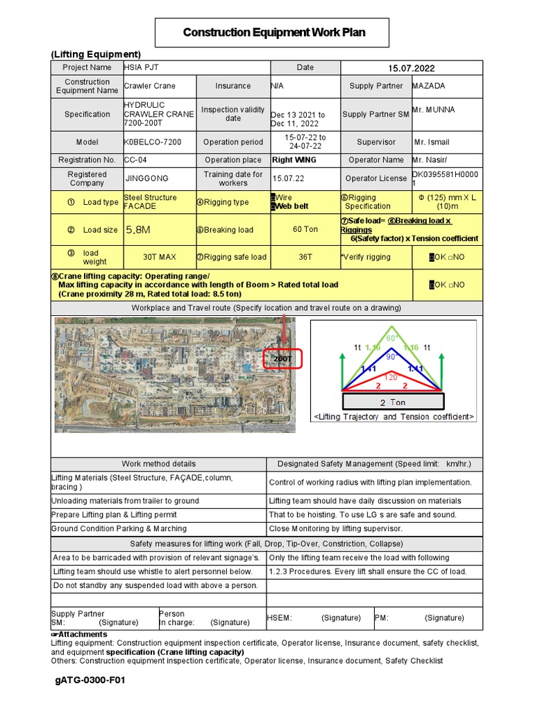 200T facade crawler crane lifting plan - 副本 | PDF | Crane (Machine ...