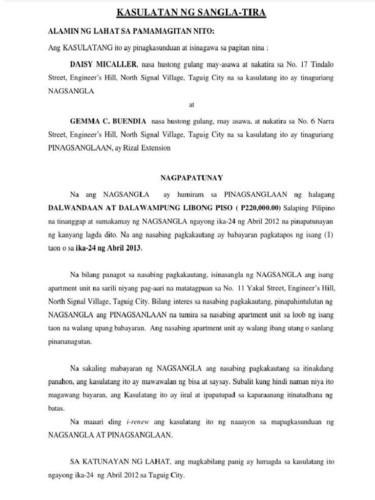 Sangla Contract | PDF