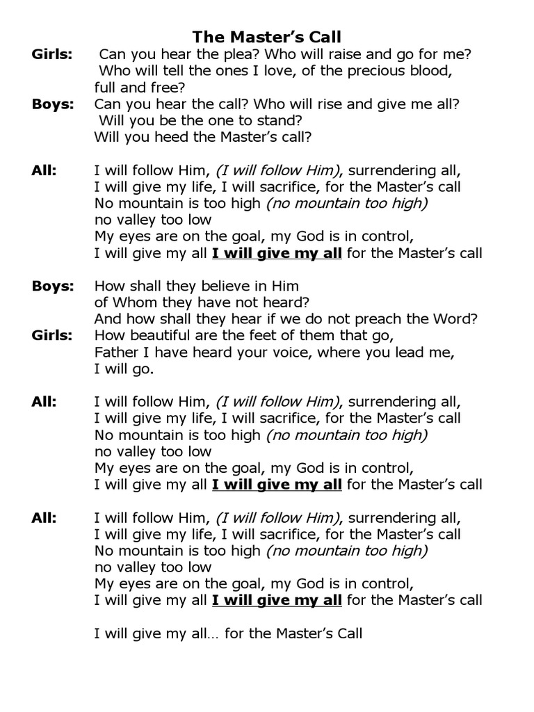 July 3, 2022 - The Master's Call | PDF