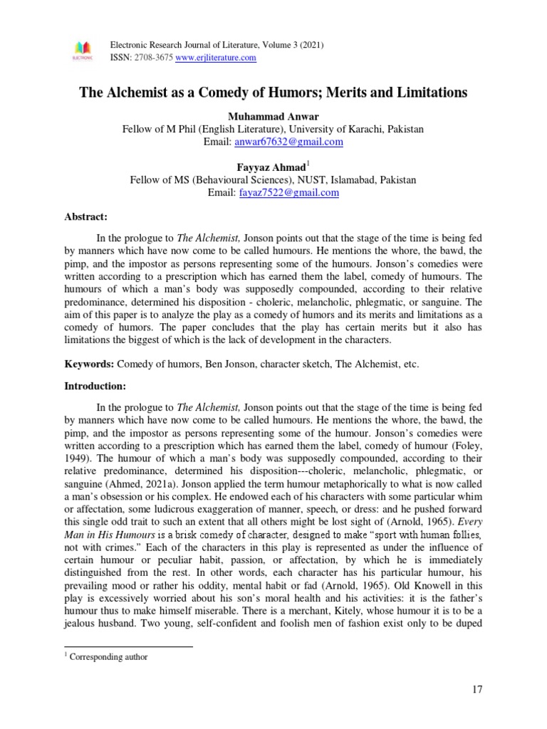 Comedy of Humors The Alche | PDF | Ben Jonson