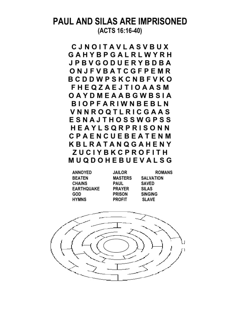 Activity Sheet 110910-2 Paul and Silas | PDF
