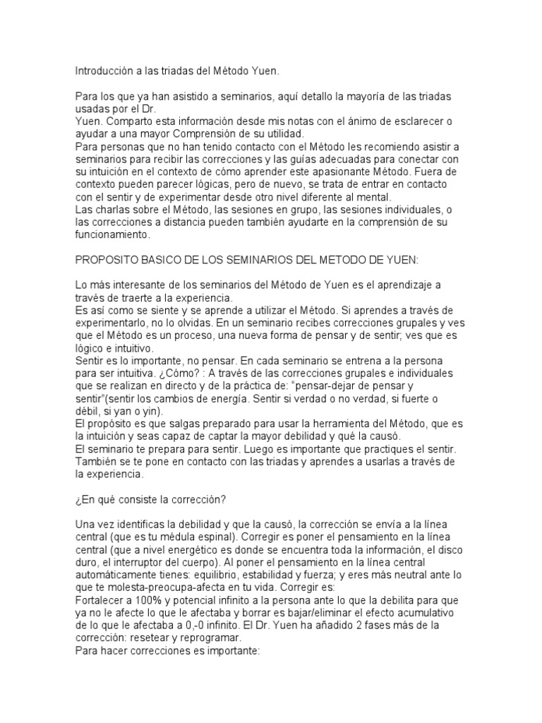 Triadas del Método Yuen: Guía Práctica | PDF | Mente | Karma