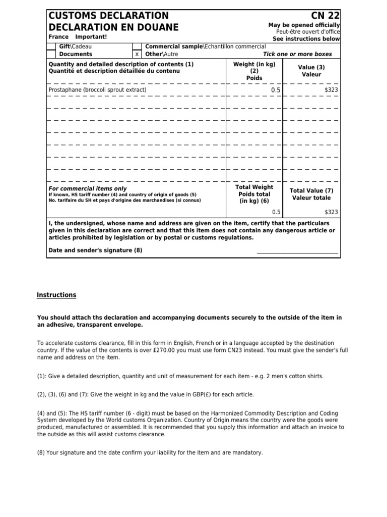 CN22-CN23 | PDF | Customs | Pound Sterling