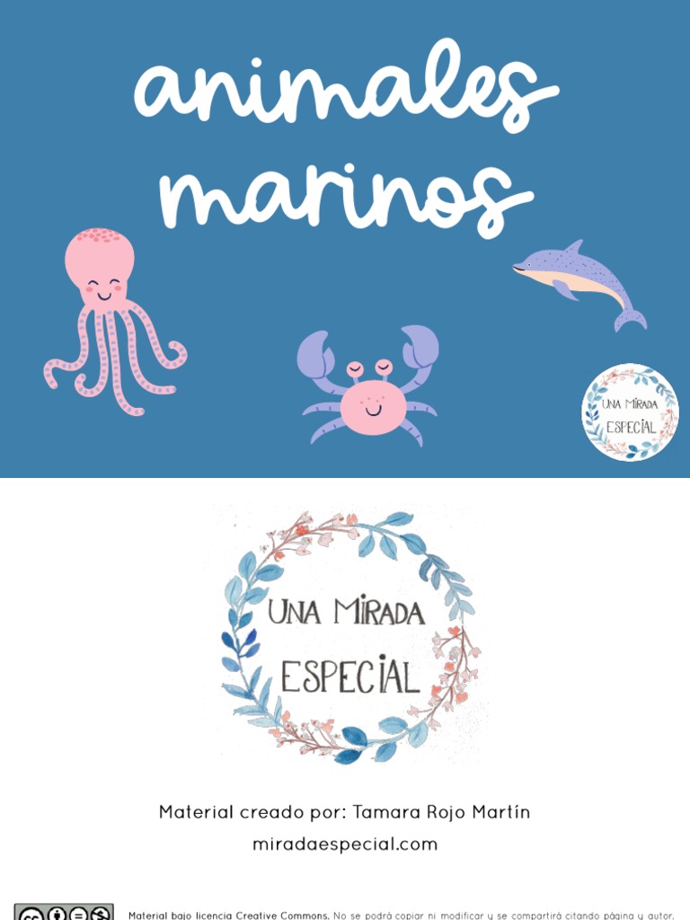 Tarjetas y Actividades Animales Marinos | PDF