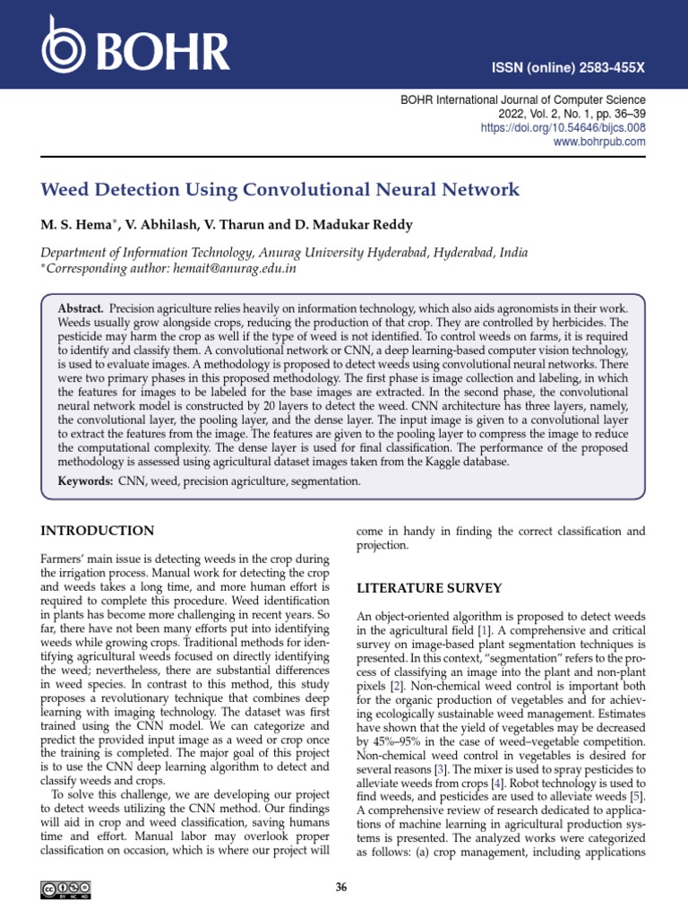 Weed Detection Using Convolutional Neural Network Pdf Deep Learning Learning
