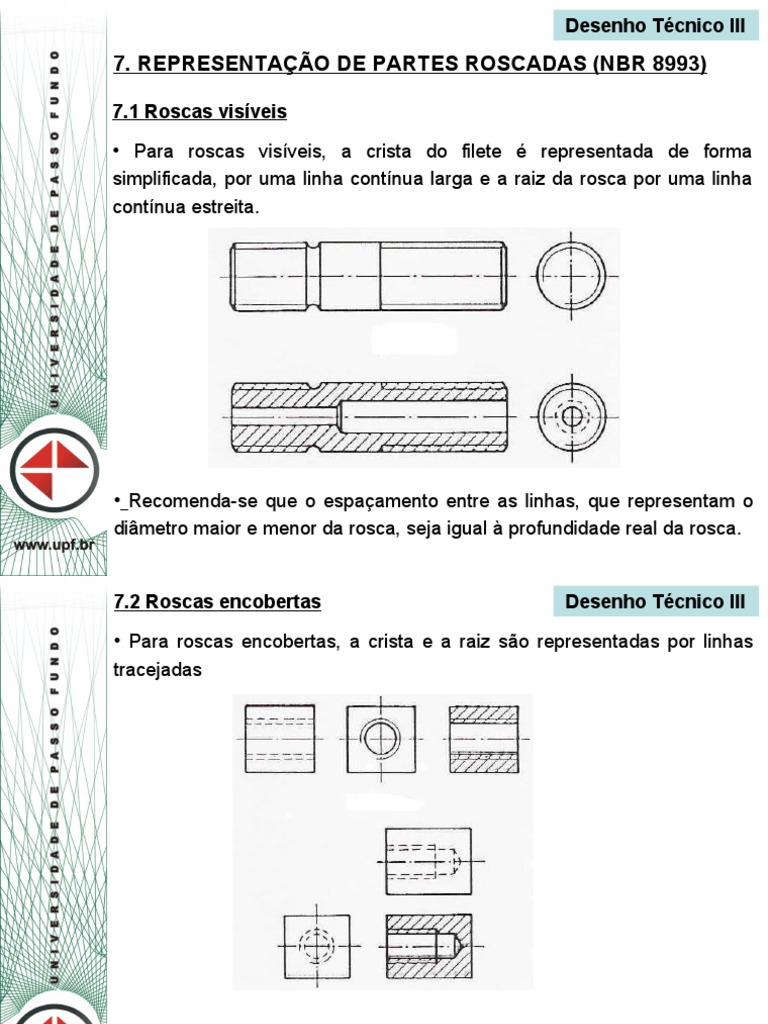 Aula Roscas Montagensl | PDF | Desenho | Parafuso