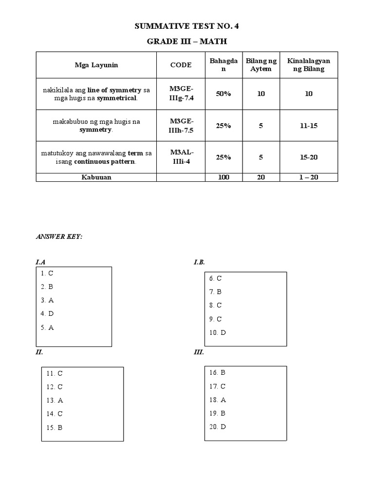 Q3 Math 3 ST#4 | PDF