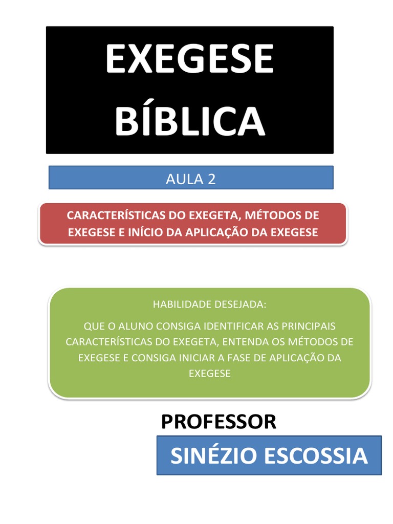 Exegese Bíblica: Professor | PDF | Bíblia | Método científico