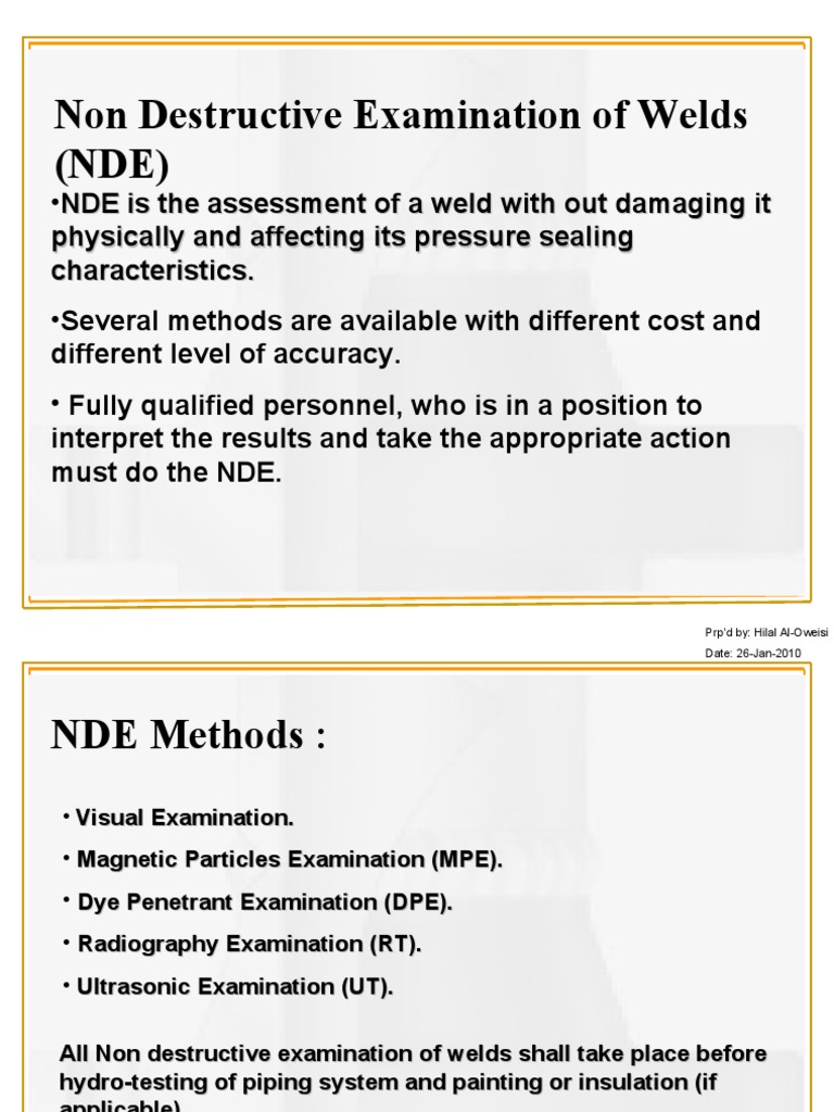 Non Destructive Examination Pdf Nondestructive Testing Welding