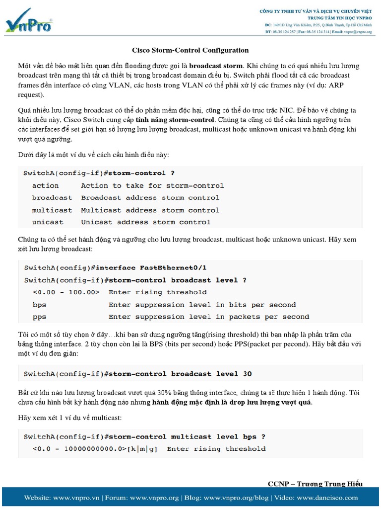 Cisco Storm-Control Configuration | PDF