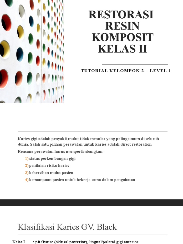 Presentasi - Restorasi Komposit Kelas II | PDF | Sains & Matematika