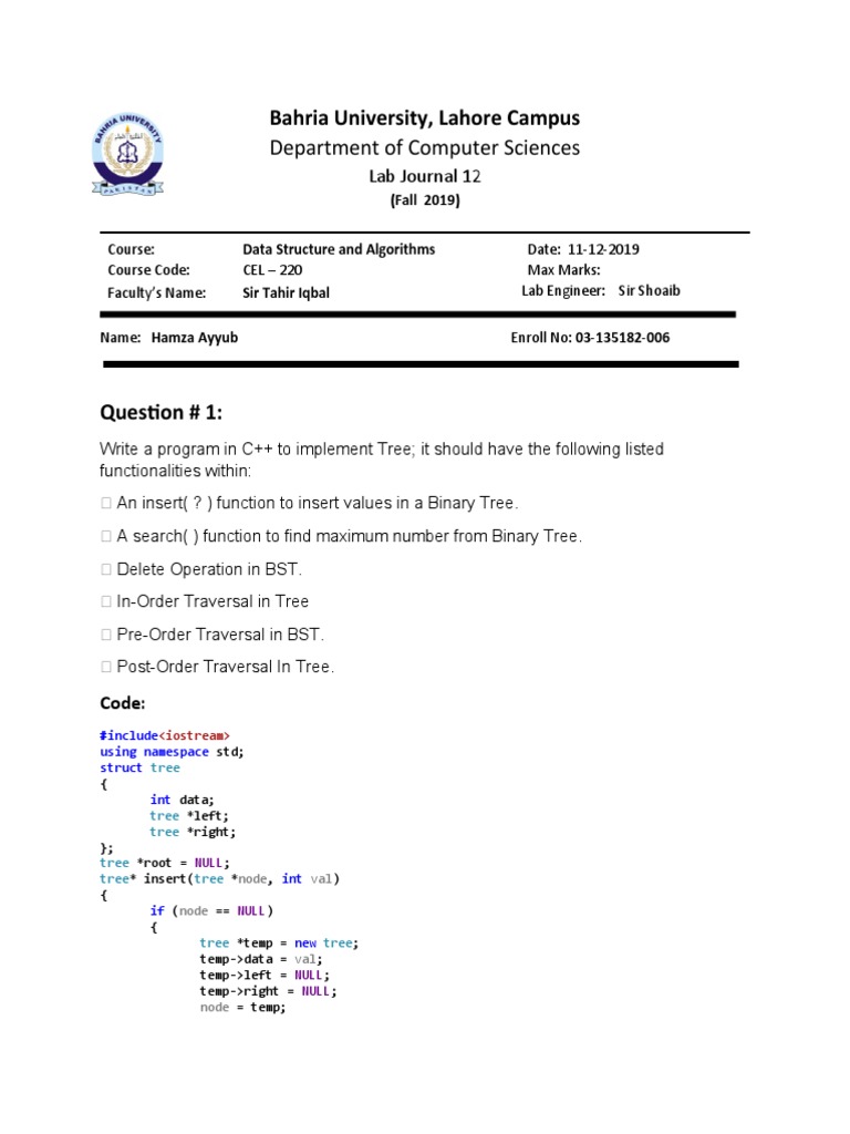 DSA Lab 12 Solved | PDF | Computer Data | Theoretical Computer Science