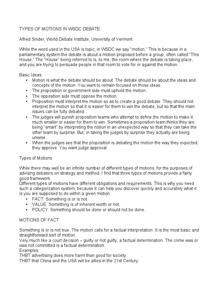 Motion Analysis WSDC | PDF | Burden Of Proof (Law) | Justice