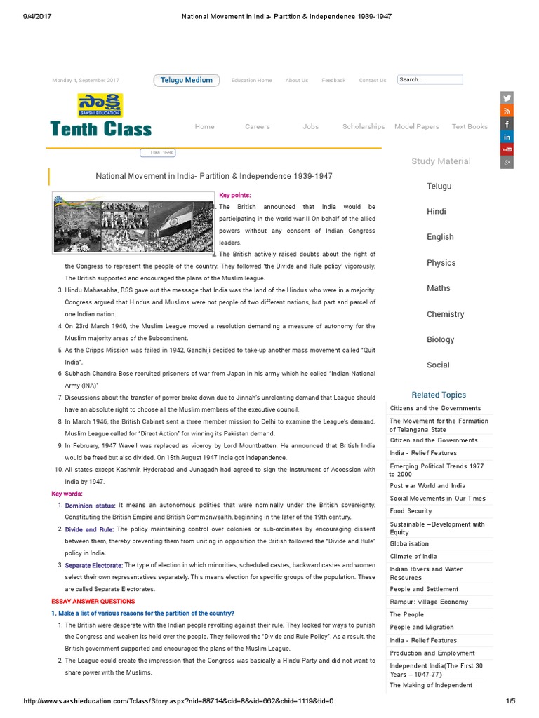 4.national Movement in India - Partition & Independence 1939-1947 ...