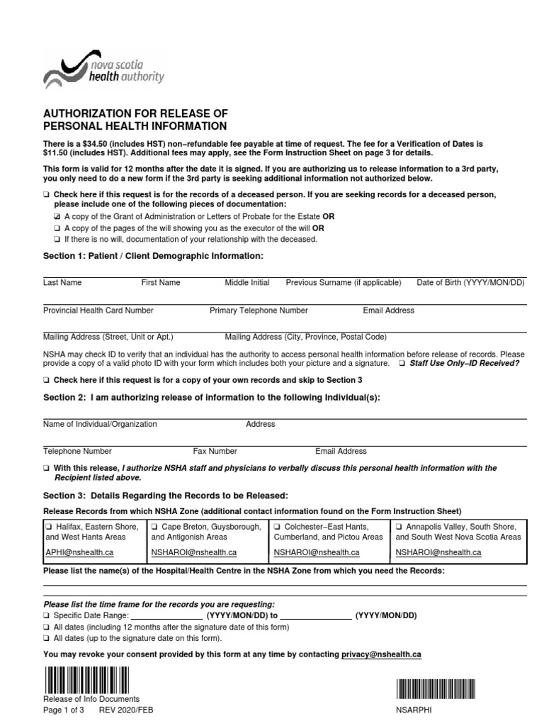 Authorization for Health Info Release Form | PDF | Payments | Cheque