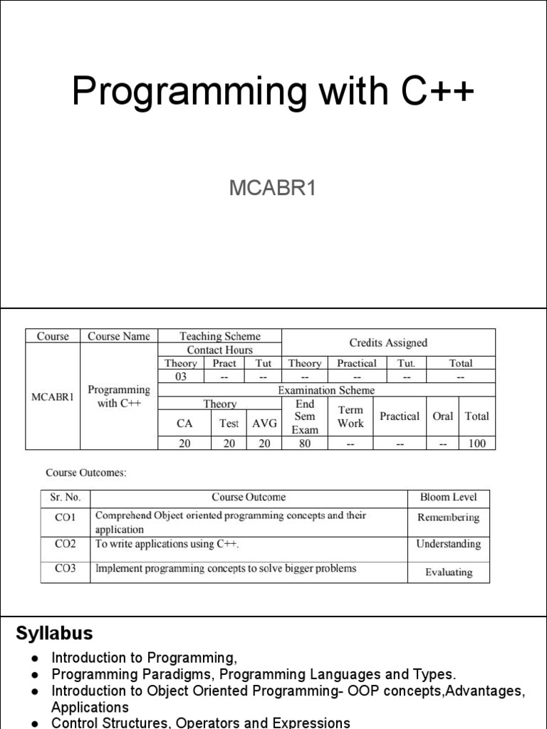 Module1 A _ Programming Basics& Introduction to C++ | PDF