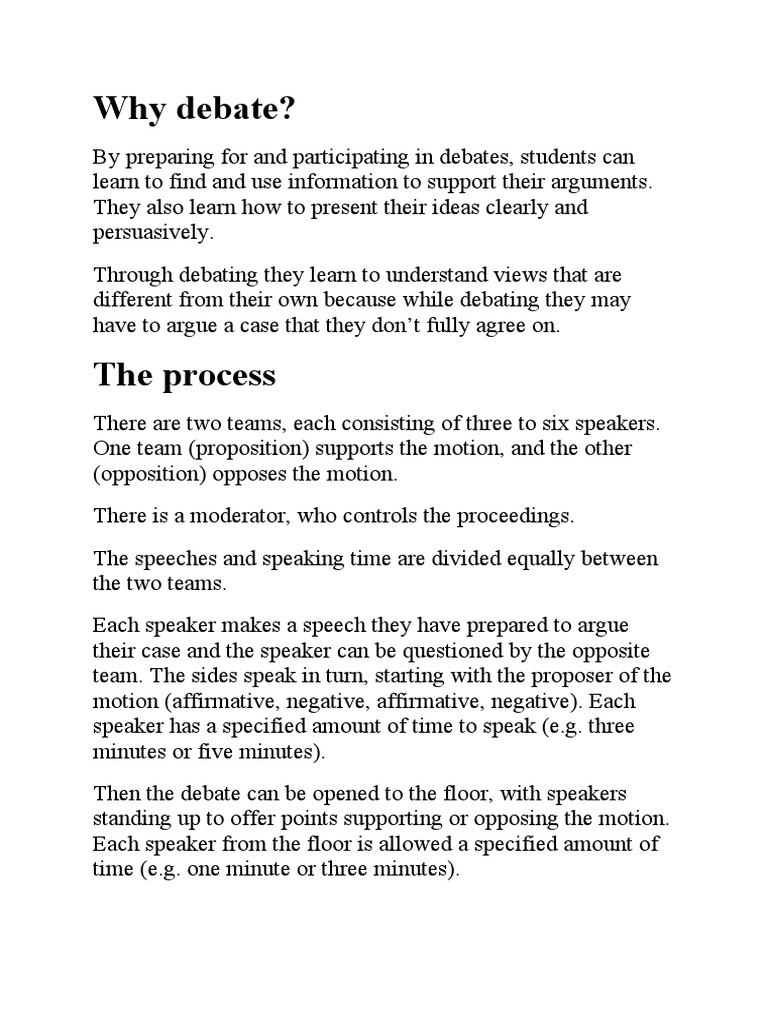 Essential Debate Rules and Guidelines | PDF | Communication | Cognition