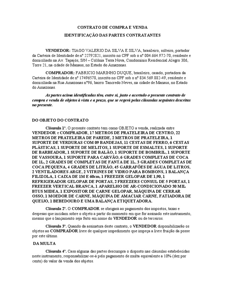 Contrato de Compra e Venda | PDF