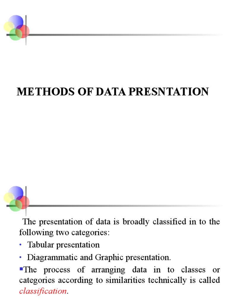 Methods of Data Presntation | PDF | Chart | Probability Distribution
