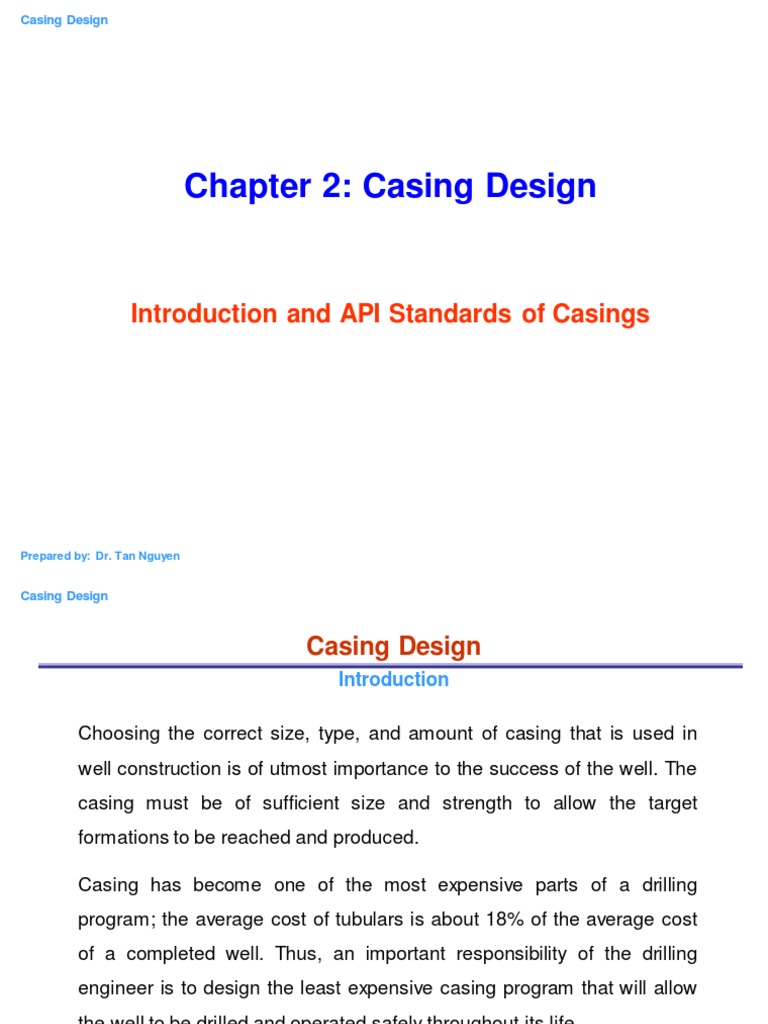 Casing Design and API Standards Overview | PDF | Casing (Borehole ...