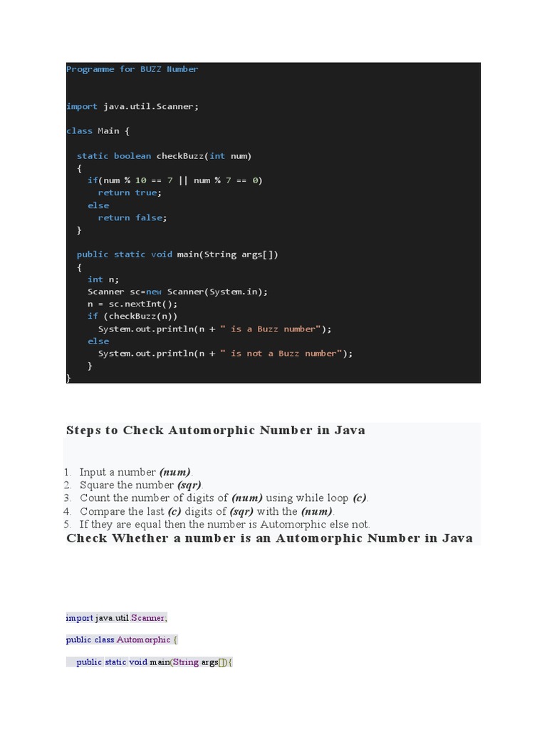 Steps To Check Automorphic Number in Java: Java Util Scanner Main ...