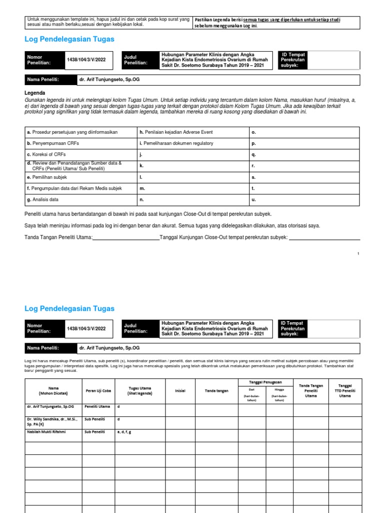Delegation Log Penelitian | PDF