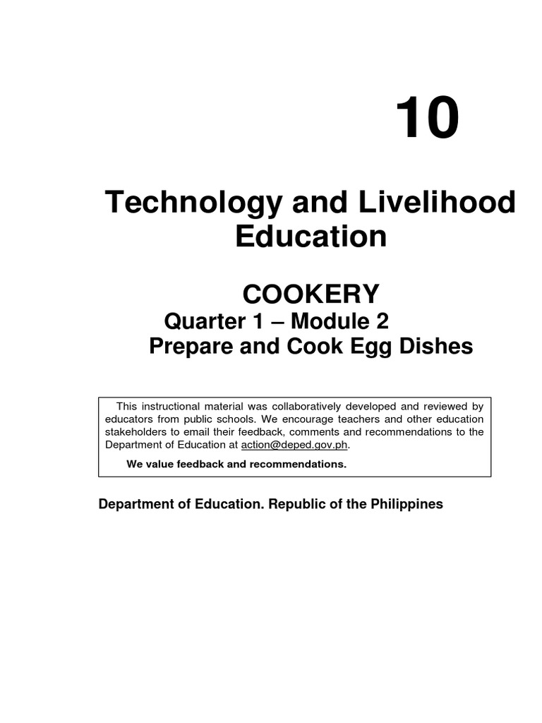 COOKERY 10 Module 2 | PDF | Egg As Food | Egg White