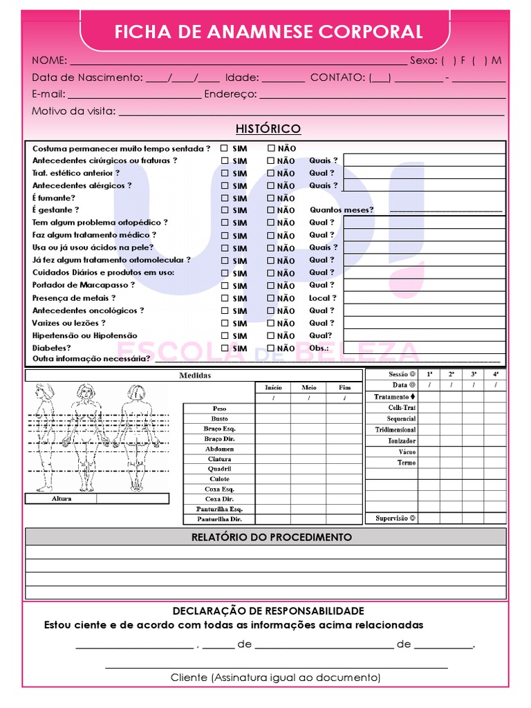 Ficha de Anamnese - Corporal | PDF | Estilo de vida