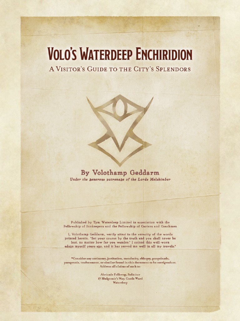 Volo's Waterdeep Enchiridion Guide | PDF | Taxes | Traffic