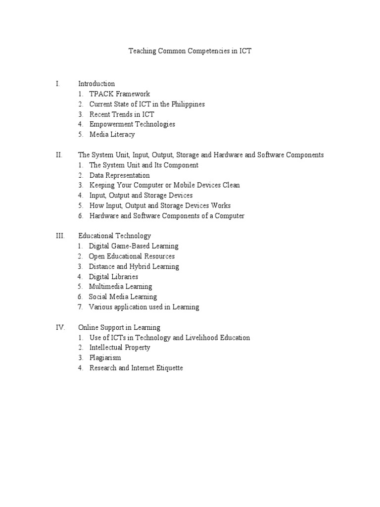 Teaching Common Competencies in ICT | PDF