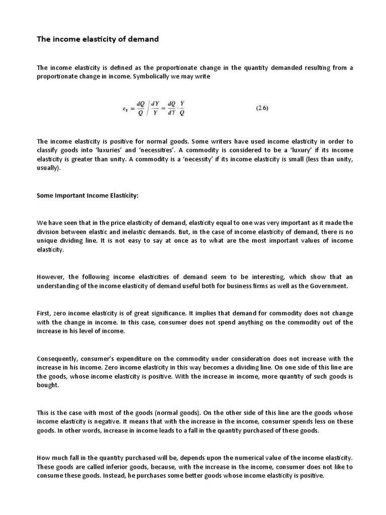 Understanding Income Elasticity of Demand | PDF | Elasticity (Economics ...
