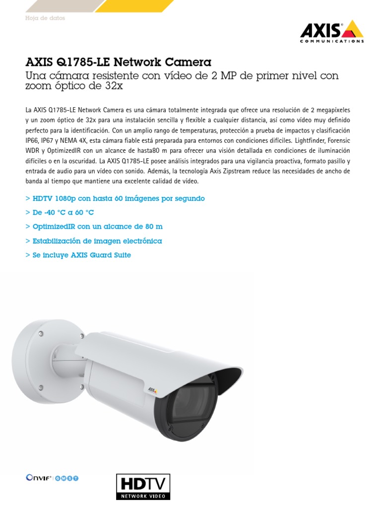 Datasheet Axis q1785 Le Network Camera Es ES 355198 | PDF | Vídeo ...
