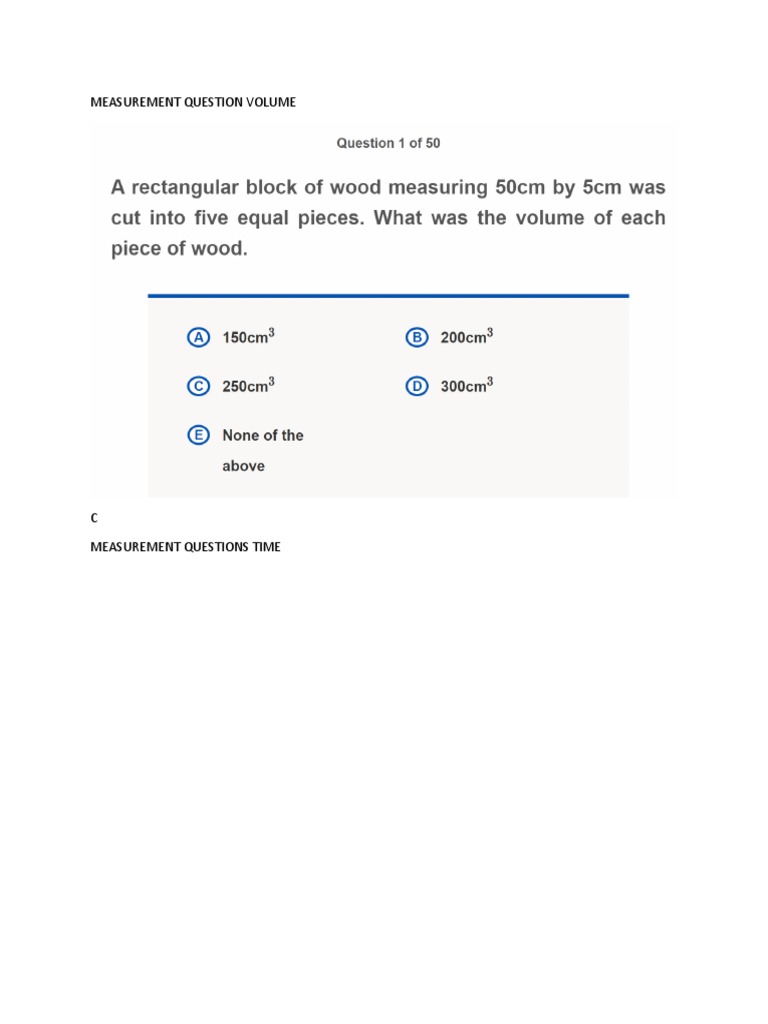 Measurement Question Volume | PDF