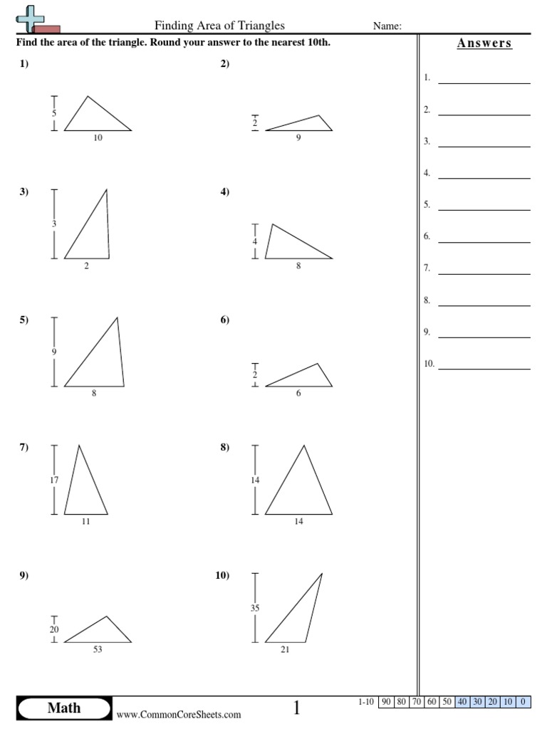 Finding Area of Triangles: Answer Key | PDF | Elementary Geometry ...