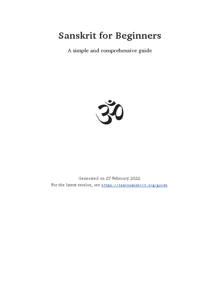 Sanskrit For Beginners | PDF | Grammatical Tense | Sanskrit