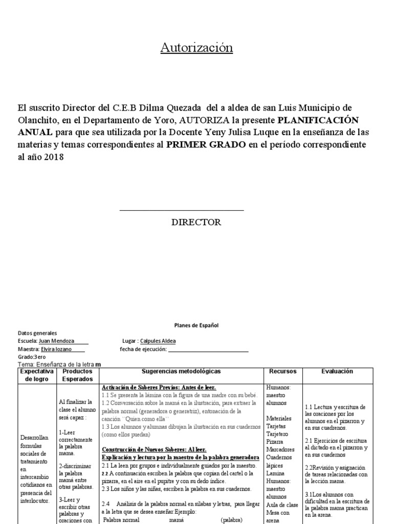 Planes Con Las Lecciones Del Nacho | PDF | Salón de clases | Sílaba