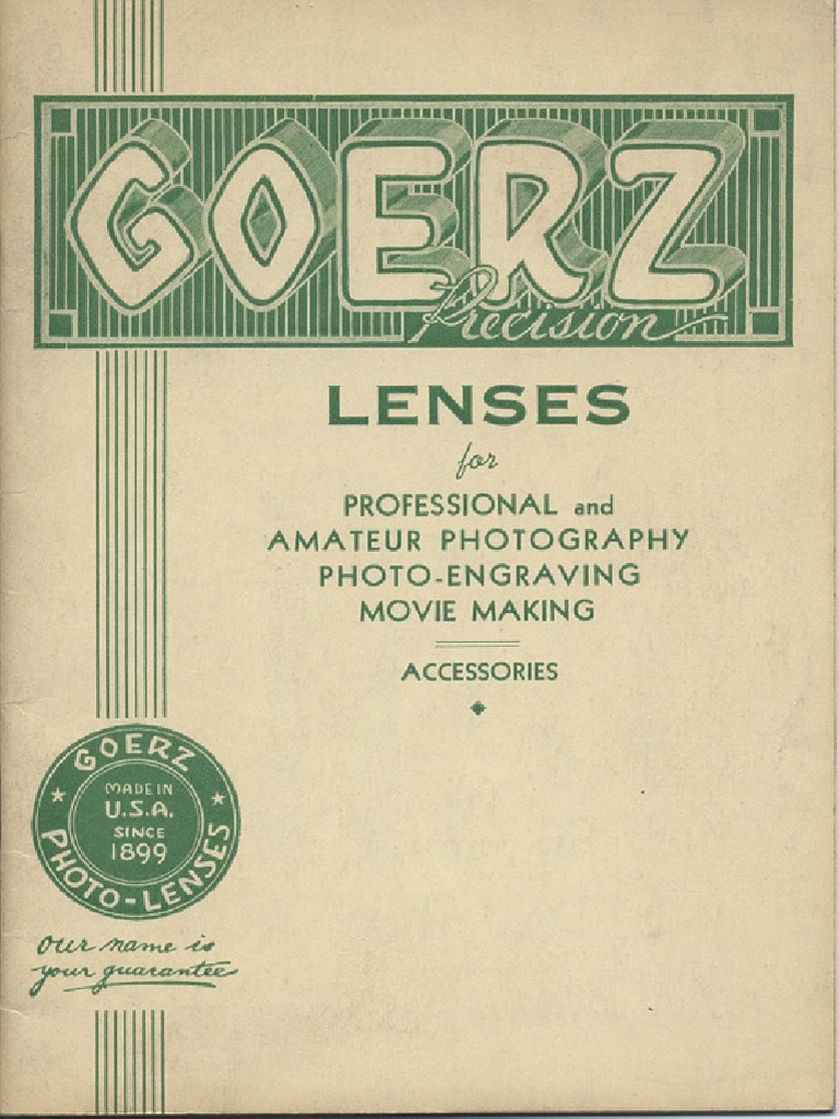 Goerz Lenses Cataalog | PDF