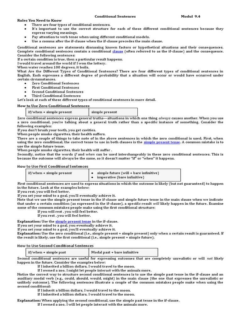 Conditional Sentences Modul 8 | PDF | Sentence (Linguistics) | Semantic ...
