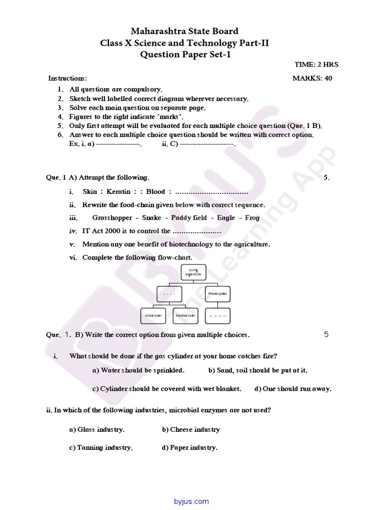 Class 10 Science and Technology Part2 Question Paper Set1 | PDF ...