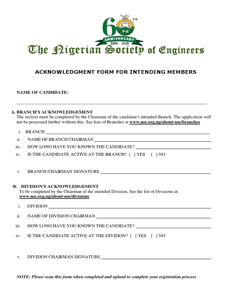 NSE Acknowledgment Form for Members | PDF | Career & Growth