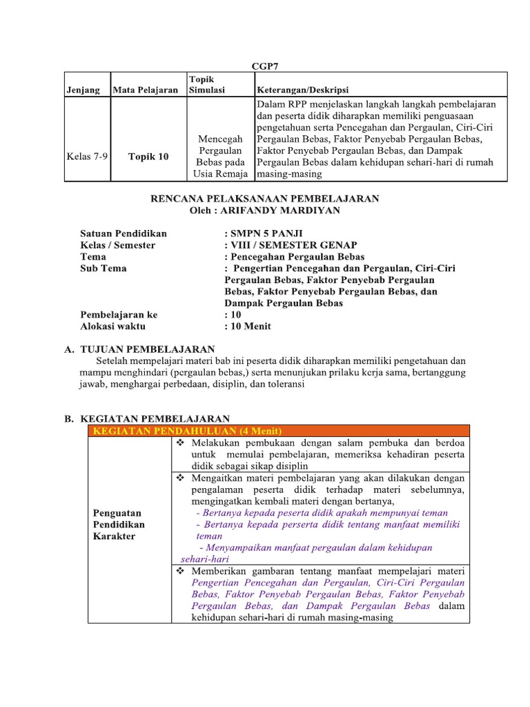 RPP CGP 10 Menit | PDF