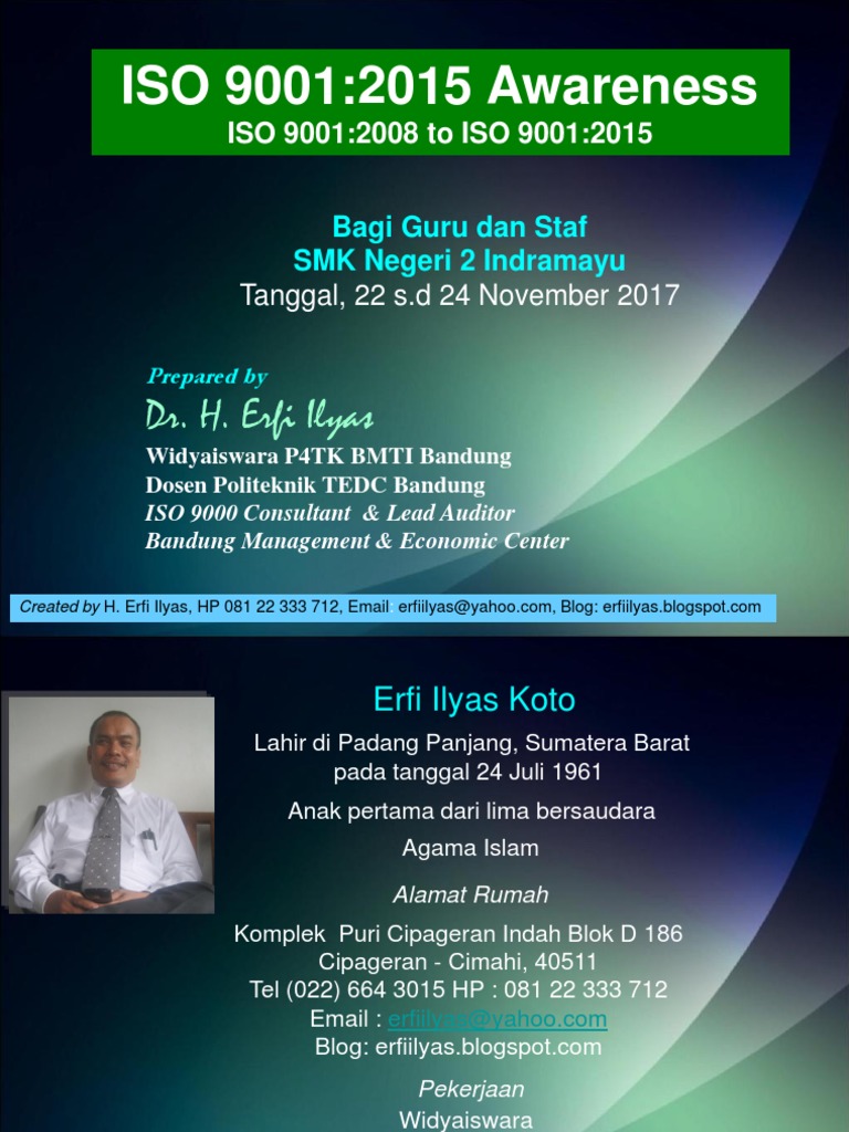 Awareness ISO 9001-2015 (New) SMKN2 IM-Sesi1 | PDF | Quality Management ...