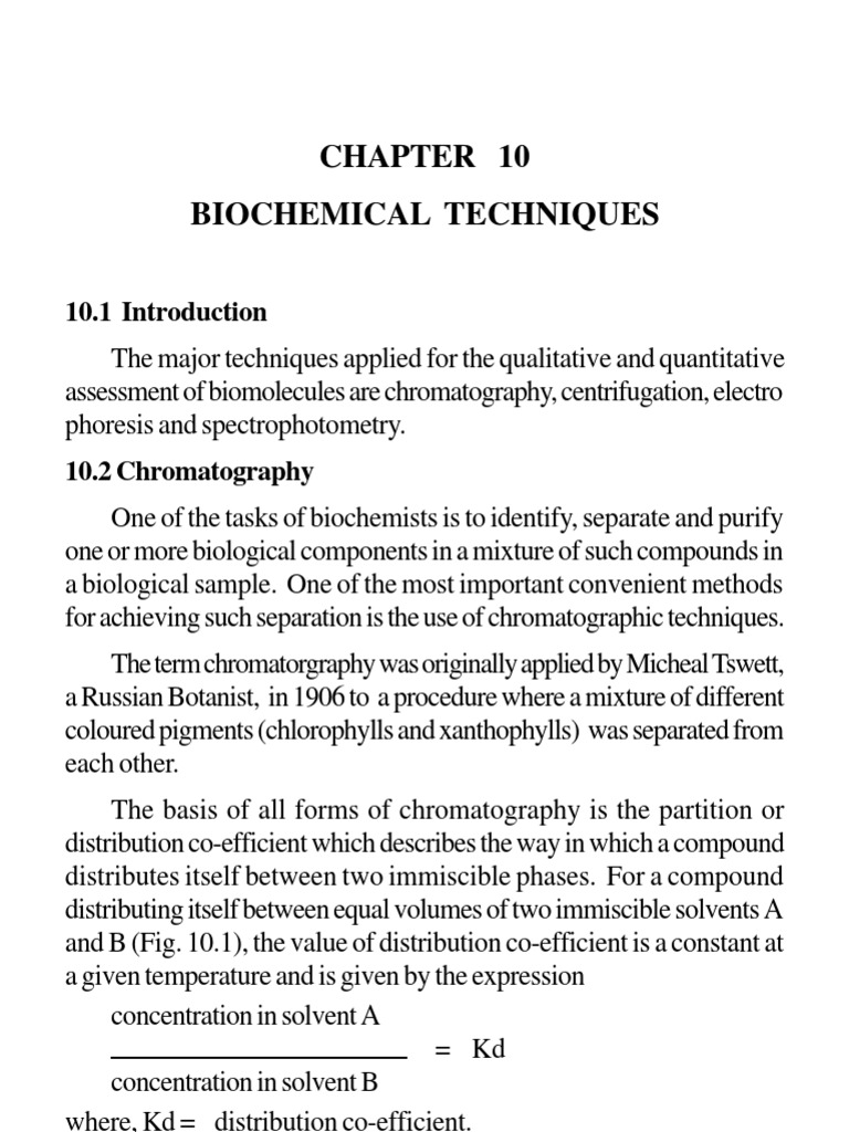 Biochemical Techniques: Chromatography Methods | PDF | Chromatography ...