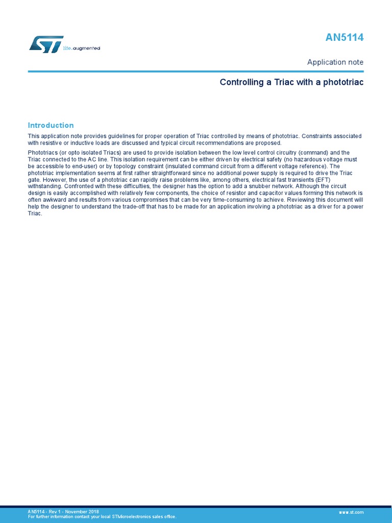 Controlling A Triac With A Phototriac: Application Note | PDF ...
