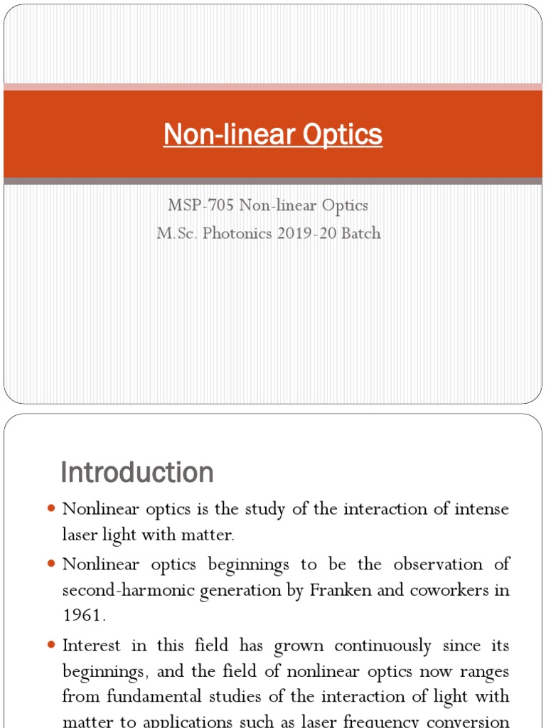 MSP-705 Non Linear Optics - Notes 1 | PDF | Polarization (Waves ...